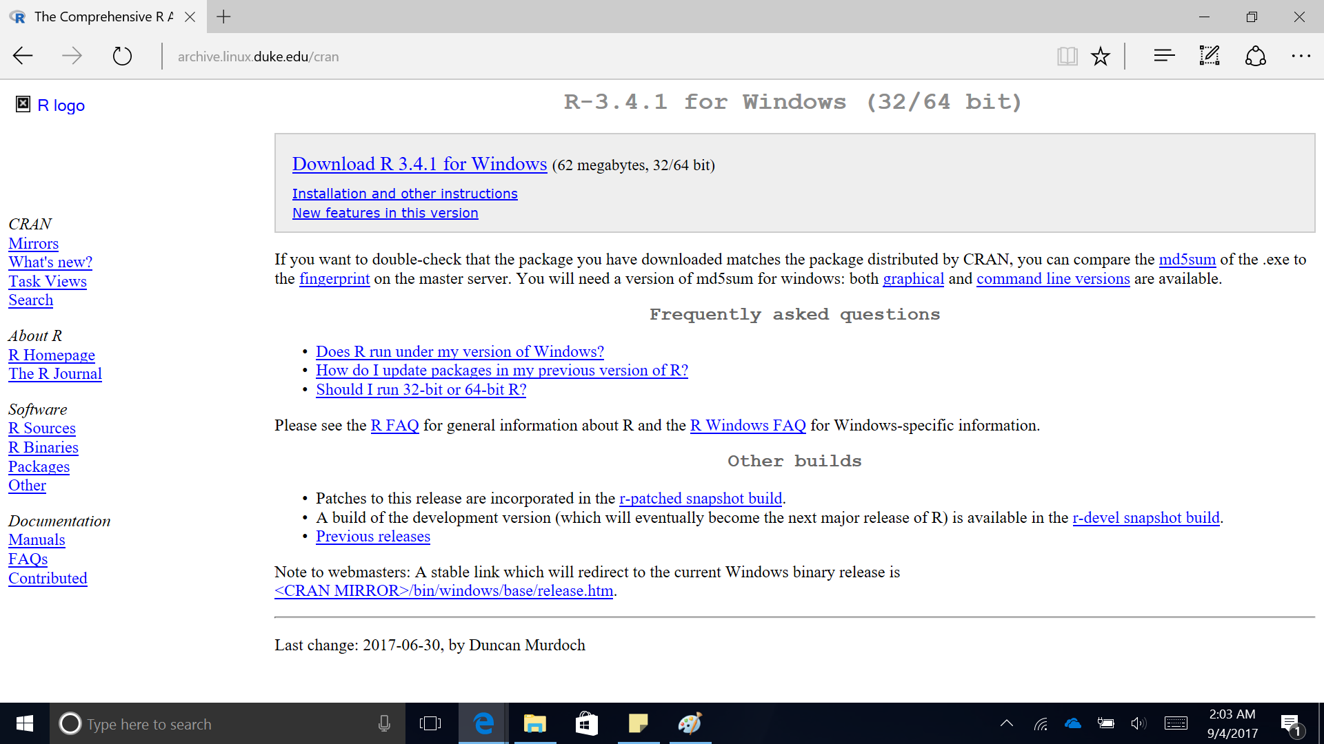 Installing R on Windows – The Data Community