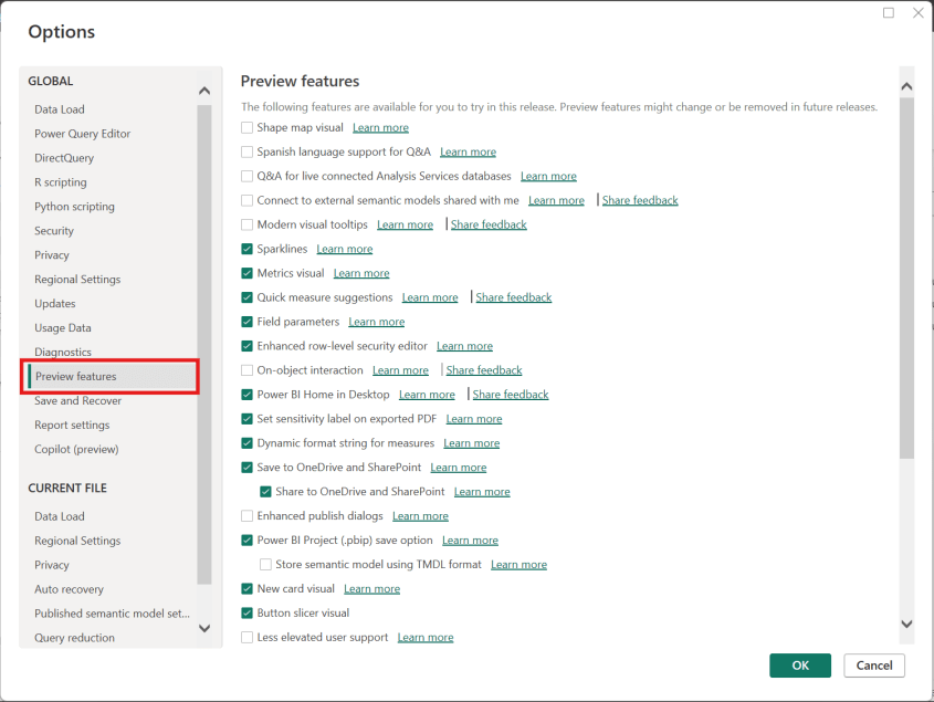 Activating or Deactivating “Preview Features” in Power BI – The Data ...