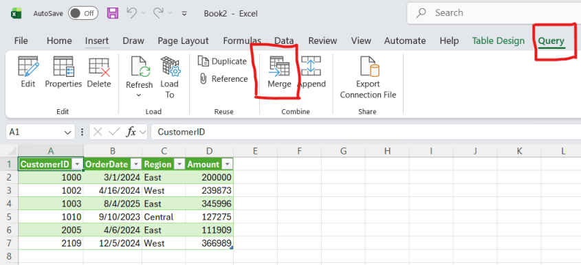 Merging Two Excel Files or Sheets Using Power Query (with the merge ...